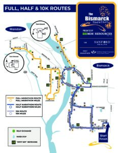Full, Half, 10K Map – Bismarck Marathon